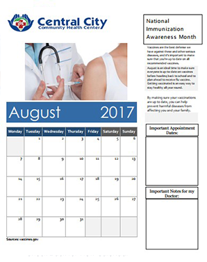 August Health Awareness Calendar – Central City Community Health Center ...